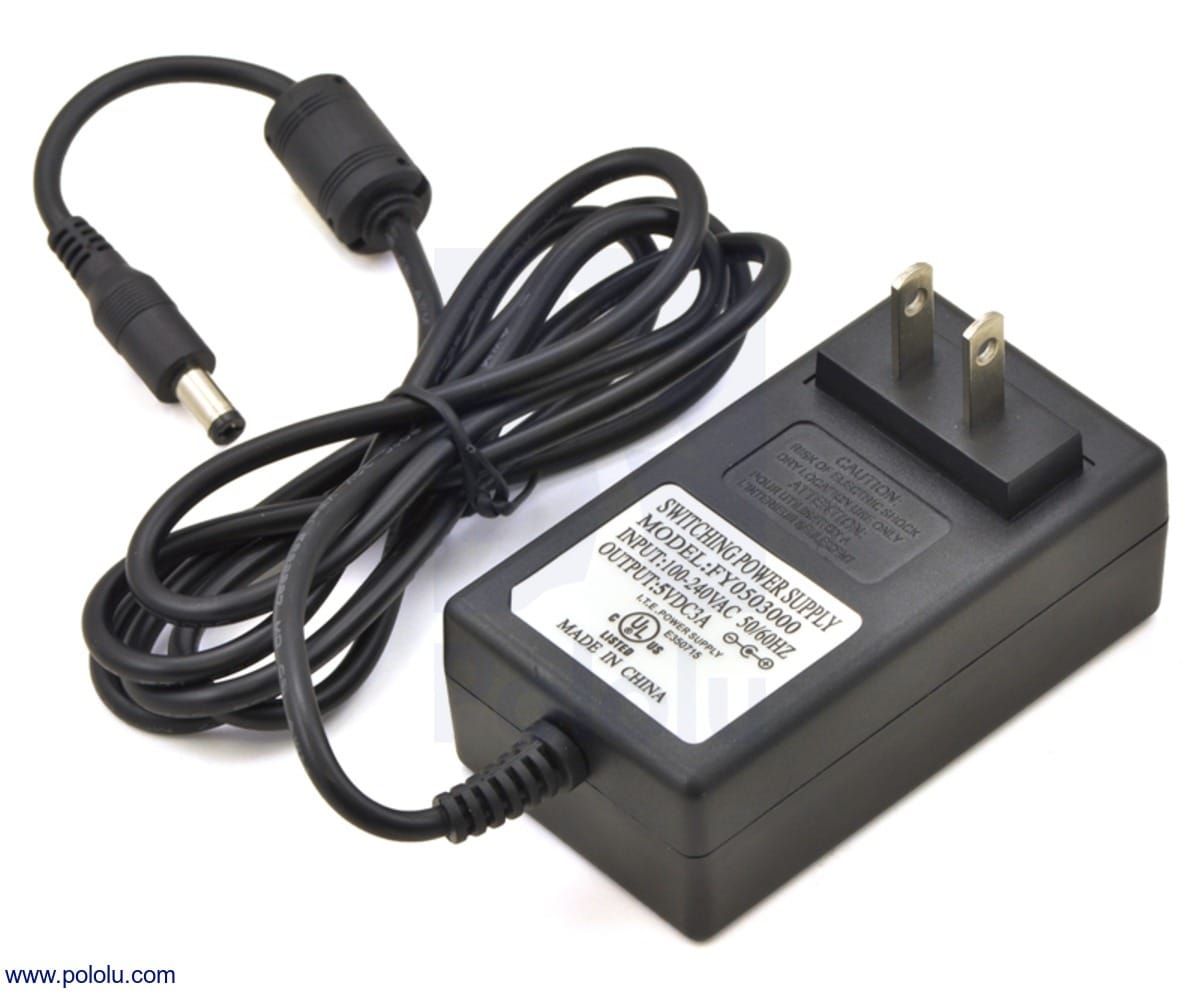 Wall Power Adapter: 5VDC, 3A, 5.5×2.1mm Barrel Jack, Center-Positive ...